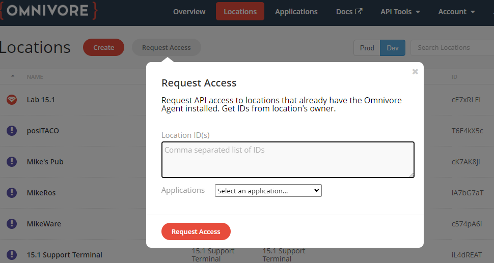 When a partner requests access to a location. – Omnivore API